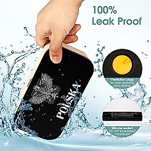 Poland Flag with Polish Eagle Bento Lunch Box Leak-Proof Bento Box Food Containers with 2 Compartments for Offce Work Picnic Yellow-Style