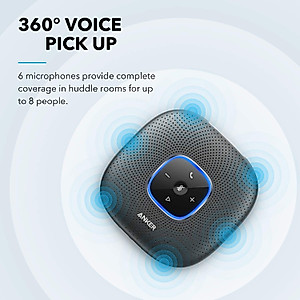 Anker PowerConf+ Bluetooth Speakerphone for Conference Calls, Bluetooth Dongle, 6 Mics, Enhanced Voice Pickup, 24H Call Time, Bluetooth 5, USB C, for Home Office, Compatible with Leading Platforms