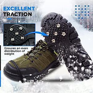 Universal Non-Slip Gripper Spikes, 2023 Upgrade Universal Gripper Spikes Non Slip Shoe Grips, Traction Cleats Ice Snow Grips Anti Slip Silicone for Hiking Walking Climbing Fishing (Blue, Child)