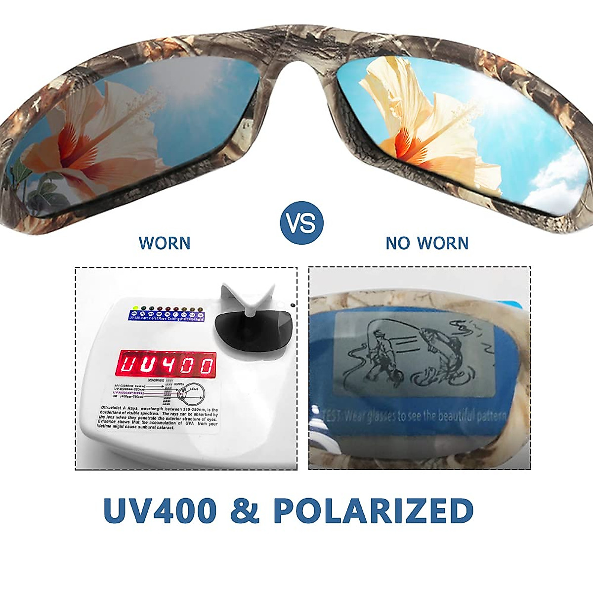 JIANGTUN Camo Polarized Sport Sunglasses UV Protection,Ideal for Driving Fishing Cycling Running, Camo Frame Red Mirror Lens