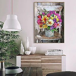 tigdtiu Flower Paint by Number for Adults, Flower Easy Paint by Numbers,DIY Acrylic Painting Paint by Numbers Kits for Kids,Home Wall Decor 12x16inch