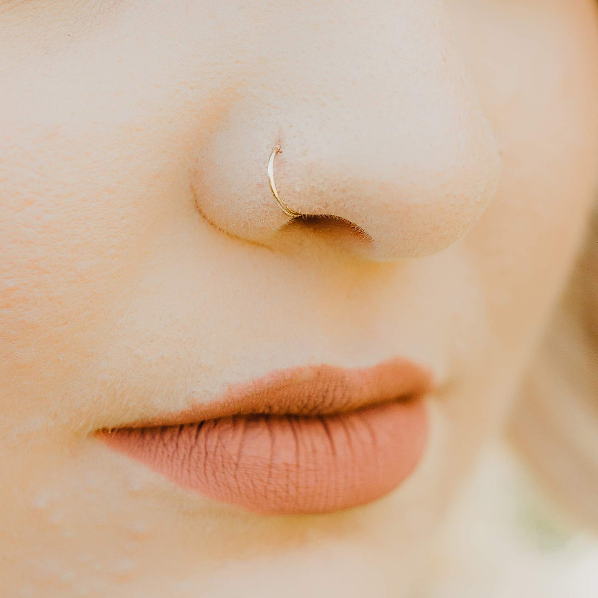 22g 7mm 14k Solid Gold Snug Fitting Nose Ring Hoop 22 Gauge Piercing Jewelry