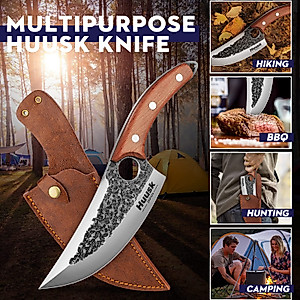 Huusk Knife Japan Kitchen Bundle with Japanese Meat Butcher Brisket Trimming Knife