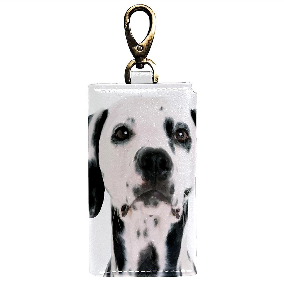 Dalmatian PU Leather Key Wallet Holder Card Case with 6 Hooks for Men Women