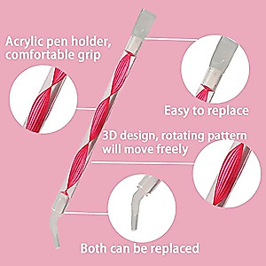 Liccyy 26 PCS Diamond Painting Pens Tools for Square Round Gem, Thin 5D Diamond Art Dotting Tips Pens Comfort Grip Ergonomic Drill Paint Pen Accessories Set with Wax, Pink (2 Pens+18 Pen Tips+6 Clay)