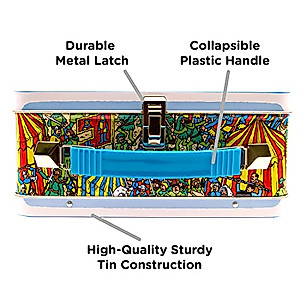 AQUARIUS Where's Waldo Fun Box - Sturdy Tin Storage Box with Plastic Handle & Embossed Front Cover - Officially Licensed Waldo Merchandise & Collectible Gift (48276)