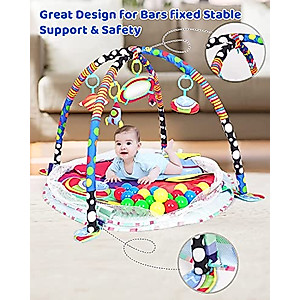 Siairo Jumbo Baby Activity Gym Folding Baby Play Gym Play Mat with Ball Pit & Hanging Mobiles, Surrounding Mesh for Newborn, Infant, Babies, Toddlers