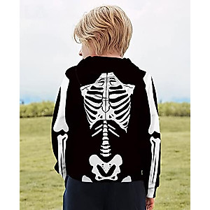 RAISEVERN Boys Girls Hoodies Kids Halloween Skeleton Hoodie Sweatshirts Pullover Hooded 3D Graphics Lightweight Hoody for Autumn Spring 6-16T