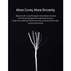 Earbuds Cable-TFZ 24 Core KBEAR [Expansion] Ear Monitor Upgraded Cable, 4N Copper Silver Plated Cable with 4.4mm Plug, Suit for Live-X T2-Galaxy IEM King-RS and TFZ Series (TFZ4.4, Silver)