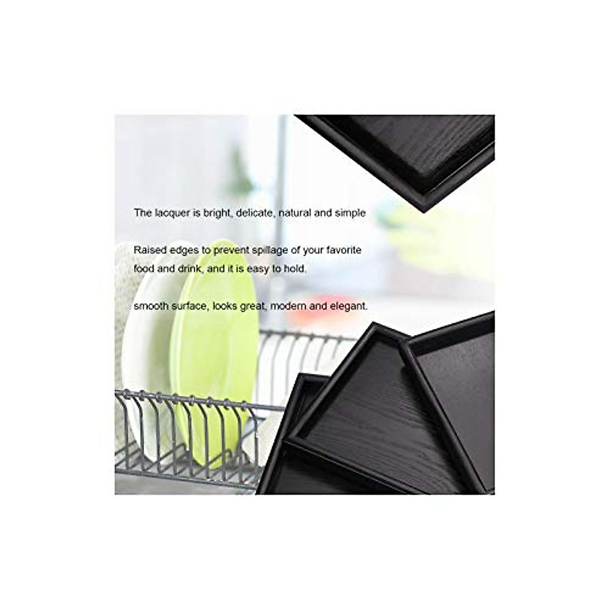 Wood Serving Tray, Rectangle Shape Solid Wood Tea Coffee Snack Food Meals Serving Tray, Plate Restaurant Trays(25*18*2cm)