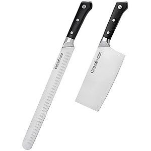 Cutluxe Slicing & Cleaver Knife Set – Forged High Carbon German Steel – Full Tang & Razor Sharp – Ergonomic Handle Design – Artisan Series