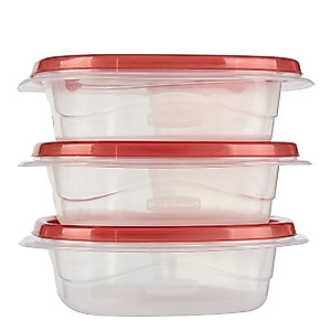 Rubbermaid TakeAlongs Divided Snacking Food Storage Containers, 2.2 Cup, Tint Chili, 3 Count