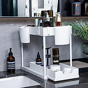 Under Sink Organizers and Storage,2 Pack Under Sink Organizer 2 Tier Under Cabinet Storage Bathroom Cabinet Organizer Bathroom Organizer Under Sink