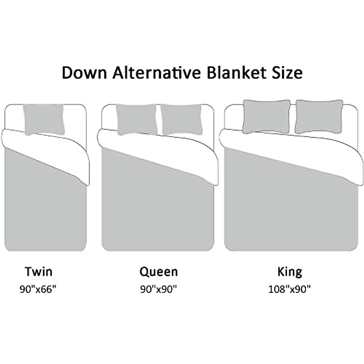 downluxe King Size Blanket, Lightweight Down Alternative Blanket with Satin Trim (90 X 108 Inch, Grey)