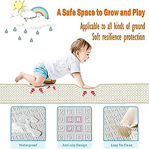 Play Mat, Baby Foldable Play Mat Crawling Mat Extra Large Foam Mat Reversible Baby Crawling Mat Non Toxic Waterproof for Infants Toddlers Thicker
