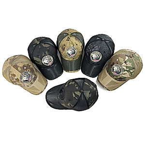 Loneshark Mesh Bill Mens Breathable Tactical Camo Baseball Caps Womens Military Army Patriotic Operator Camouflage Hats American-Eagle-Black-Camo