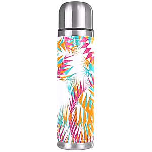 Stainless Steel Leather Vacuum Insulated Mug Abstract Texture Thermos Water Bottle for Hot and Cold Drinks Kids Adults 16 Oz