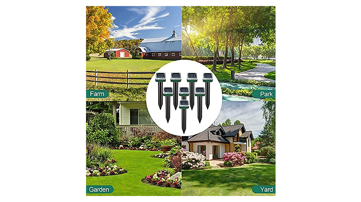 AMIAEDU Solar Mole Repeller 8-Pack - Eco-Friendly Pest Control