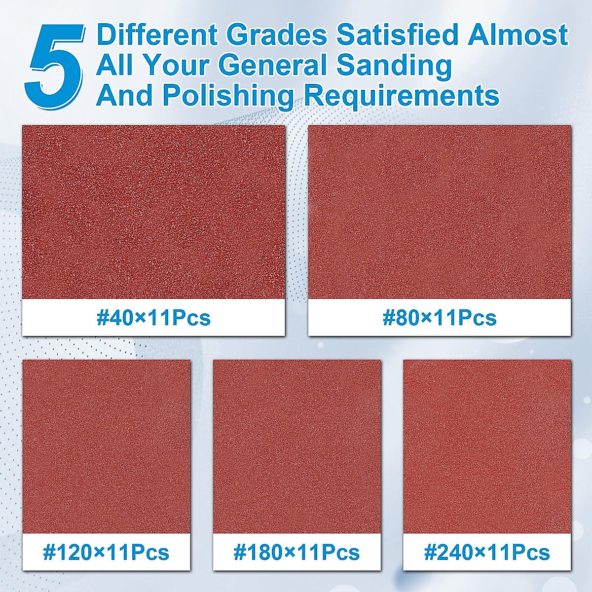 Ocasar 55Pcs Mouse Detail Sander Sandpaper, Professional 40 80 120 180 240 Grits Mouse Sander Pads for Sanding Polishing, 5 Hole Assorted Sander Sandpaper for Detail Mouse Sander