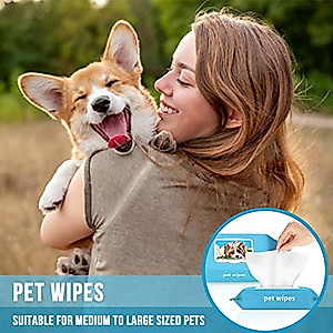 WHOMASS Pet Wipes for Dog and Cat，6" x 8“ Standard Cleans Ears,Face,Paws,Butt,Body and Eye-Multipurpose Grooming Wipes (100 Count)