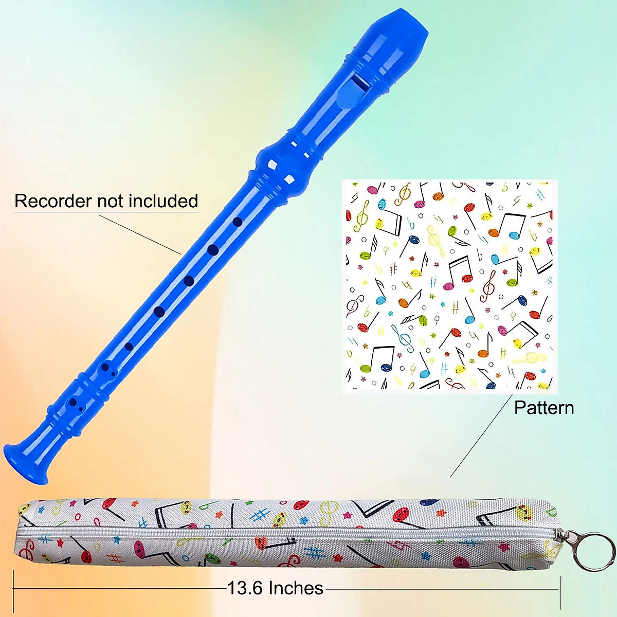 Auteey Flute Storage Case Bag Recorder Gift Bag, Portable Oxford Fabric Vertical Flute Bag for Recorders