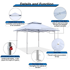 MASTERCANOPY Pop-Up Canopy Tent 13x13 Instant Shelter Outdoor Canopy with Wheeled Bag (White)