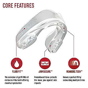SAFEJAWZ Mouthguard Slim Fit, Adults and Junior Mouth Guard with Case for Boxing, Basketball, Lacrosse, Football, MMA, Martial Arts, Hockey and All Contact Sports (Transparent, Adult)