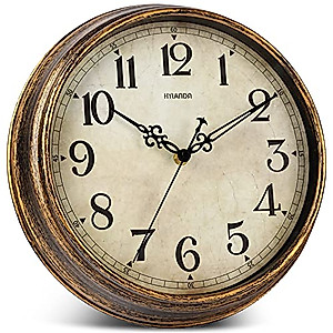 HYLANDA Wall Clock - 12 Inch Vintage Wall Clocks Battery Operated - Retro Silent Non Ticking - Decorative Living Room Home Kitchen School Office
