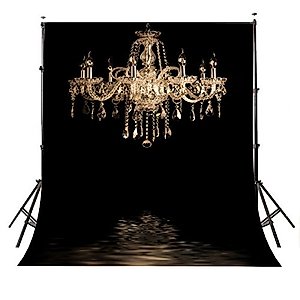 LYLYCTY 5x7ft Luxurious Chandeliers Photography Background European Gorgeous Crystal Chandelier Black Backdrop Studio Props Indoor Decorations LY024