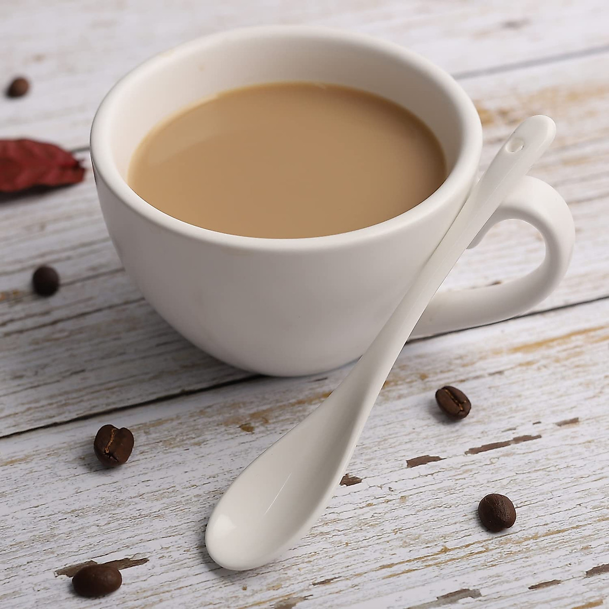 Leegg Porcelain Egg Spoons Set of 12 Ceramic Spoons Teaspoons for Coffee Tea and Desserts Spoon