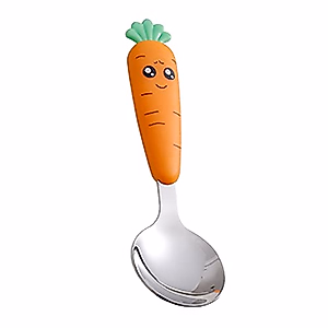 clinmday Kids Spoons and Forks,Toddler Utensils, Metal Cutlery Set for Lunchbox (Carrot Shape Spoon Fork) A