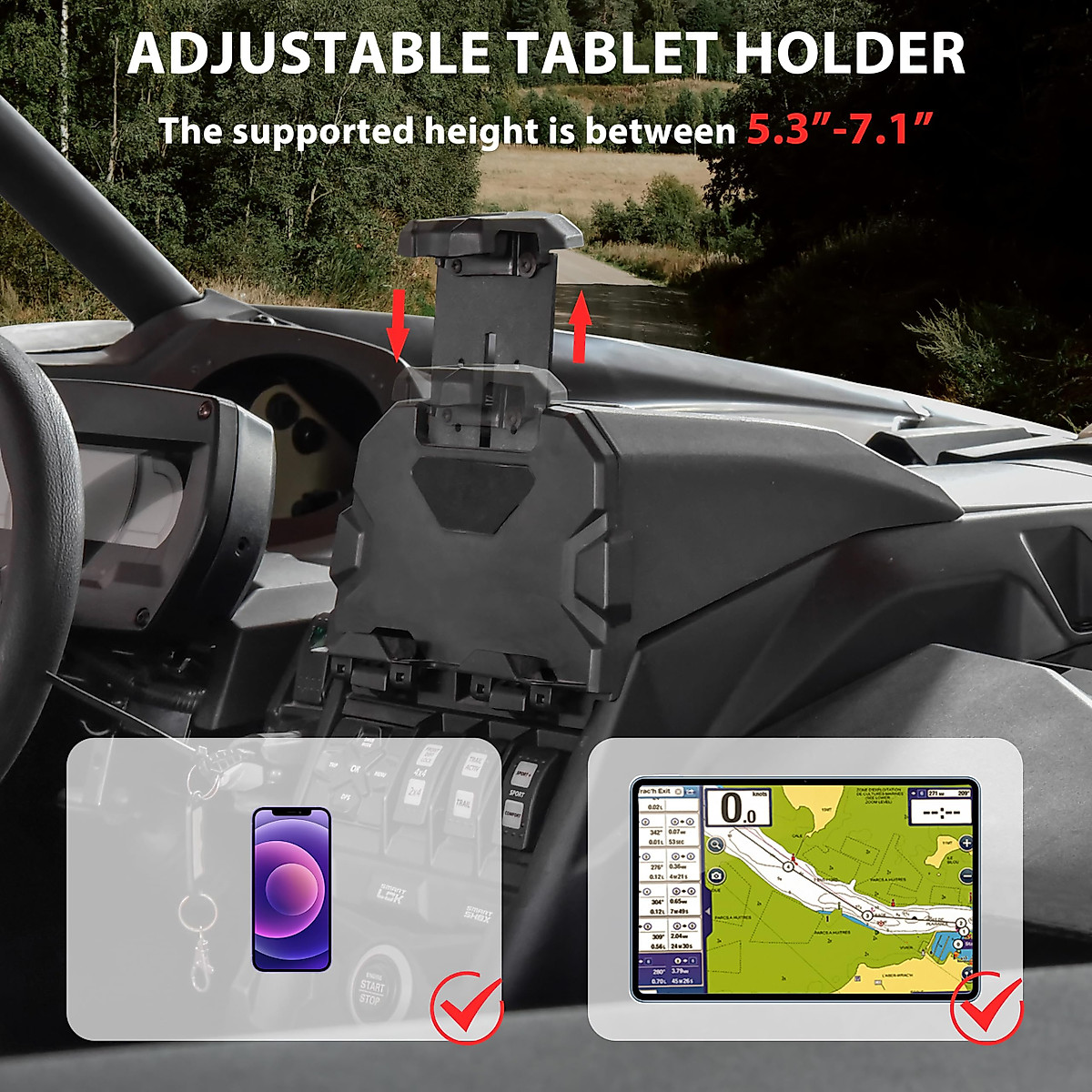 SAUTVS Electronic Device Tablet Phone Holder for Can-Am Maverick X3 2017-2024 Accessories, X3 Electronic Device Mounts with Storage Box Organizer Tray, Replace #715002874