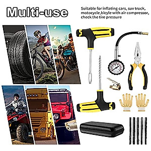 YÁSEZ Car Tire Repair Tool Kit Studding Set Auto Motorcycle Tubeless Puncture Plug Garage with Rubber Strip