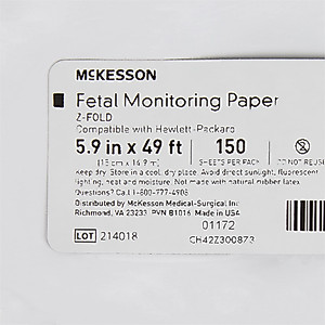 McKesson 26-M1910A Fetal Monitoring Paper Z-Fold, Compatible with Hewlett-Packard, 5.9" Width, 49' Length (Pack of 6000)