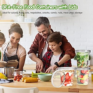 WBKTOOL 5 Pack Overnight Oats Containers with Lids - 16 oz Deli Food Storage Containers - Small To Go Plastic Yogurt Container for Soup, Salad, Freezer