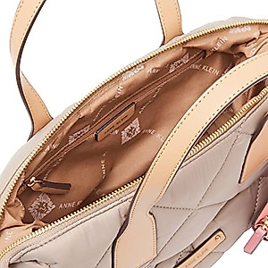 Anne Klein Convertible Quilted Mini Satchel, Stone/Warm Sand/Posie Pink/Sand-White Webbing