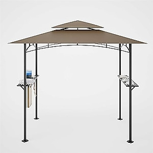 8 x 5 FT Grill Gazebo Grill Canopy Double Tiered BBQ Gazebo Outdoor BBQ Canopy, Canopies for Outside Canopies, Gazebos & Pergolas