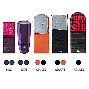 Pacific Pass 30F Synthetic Sleeping Bag with Compression Stuff Sack - Adult Size - Orange