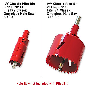IVY Classic 28115 1/4-Inch x 4-5/16-Inch Pilot Drill for Hole Saw Arbors, M2 HSS, 3 Flats, 12-Pack