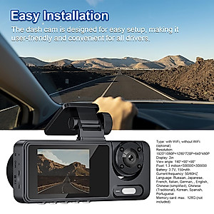 3 Cameras Dash Cam Multi-Language Clear Car Rearview Mirror Car Video Recording Camcorder Wide Angle Car Camera Recorder Auto ty Driving Recorder