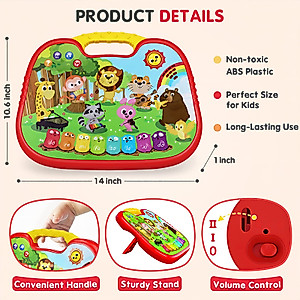 Baby Musical Toy for 6 12 18 Months, Baby Toy Piano Board with Buttons, Animal Noises Sounds Toys for 1 Year Old, Educational Learning Toy, Christmas Birthday Gift for 1 Year Old Boys Girls