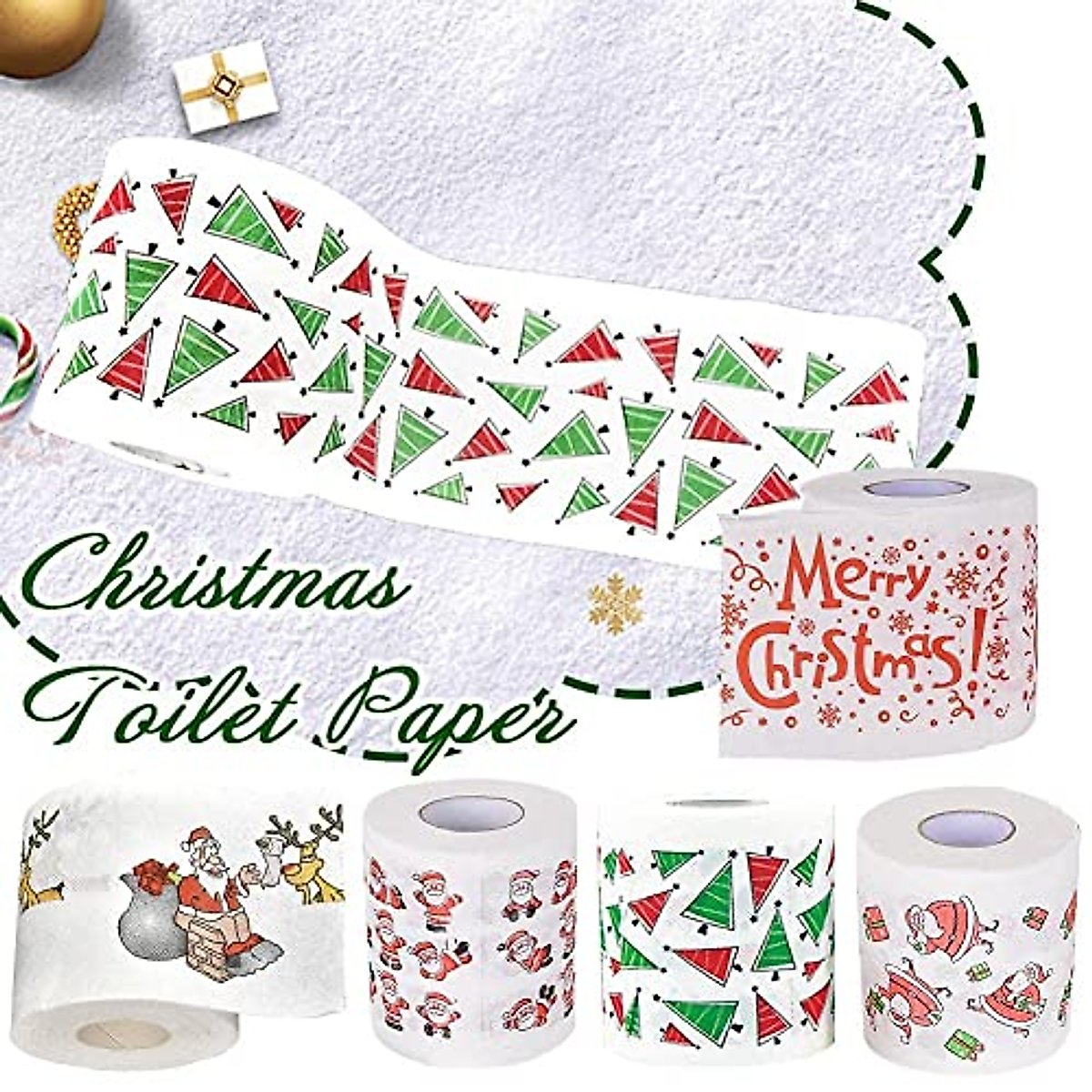 QUS Christmas Printing Toilet Paper Old Man Christmas Pattern Printing Printing Paper Series Printing Toilet Roll Paper Paper