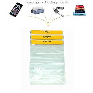 YUMQUA Waterproof Bags Large Size 3 Pack, Clear Watertight Pouch Holder for Document Map Camera Mobile Phone Car Key, fits Kayaking Boating Hiking Water Sports, Yellow