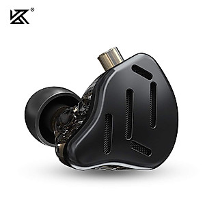 KZ Zax in-Ear Monitors, 16-Units Hybrid in Ear Earphones, HiFi Stereo Noise Isolating Sport IEM Wired Earbuds/Headphones with Detachable Cable for Musician Audiophile (with Mic, Black)