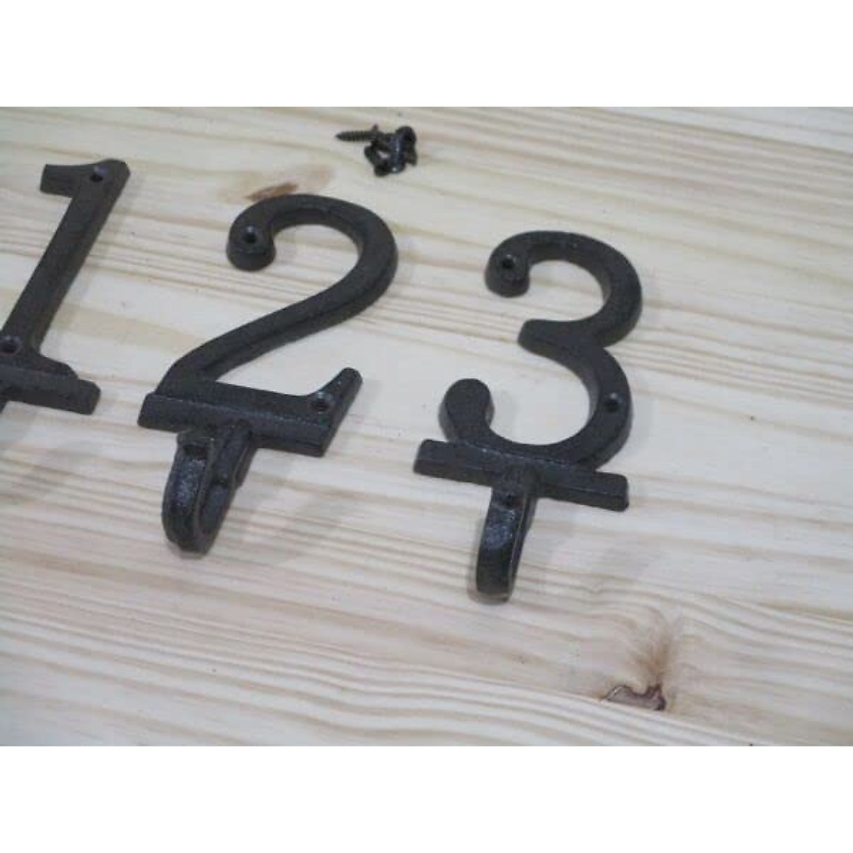 3 Cast Iron Coat Hooks 1 2 3 Numbers Numbered Rustic Hallway Entryway Old Style for Mudroom, Coat Hook, Purse Rack, Hat Hooks