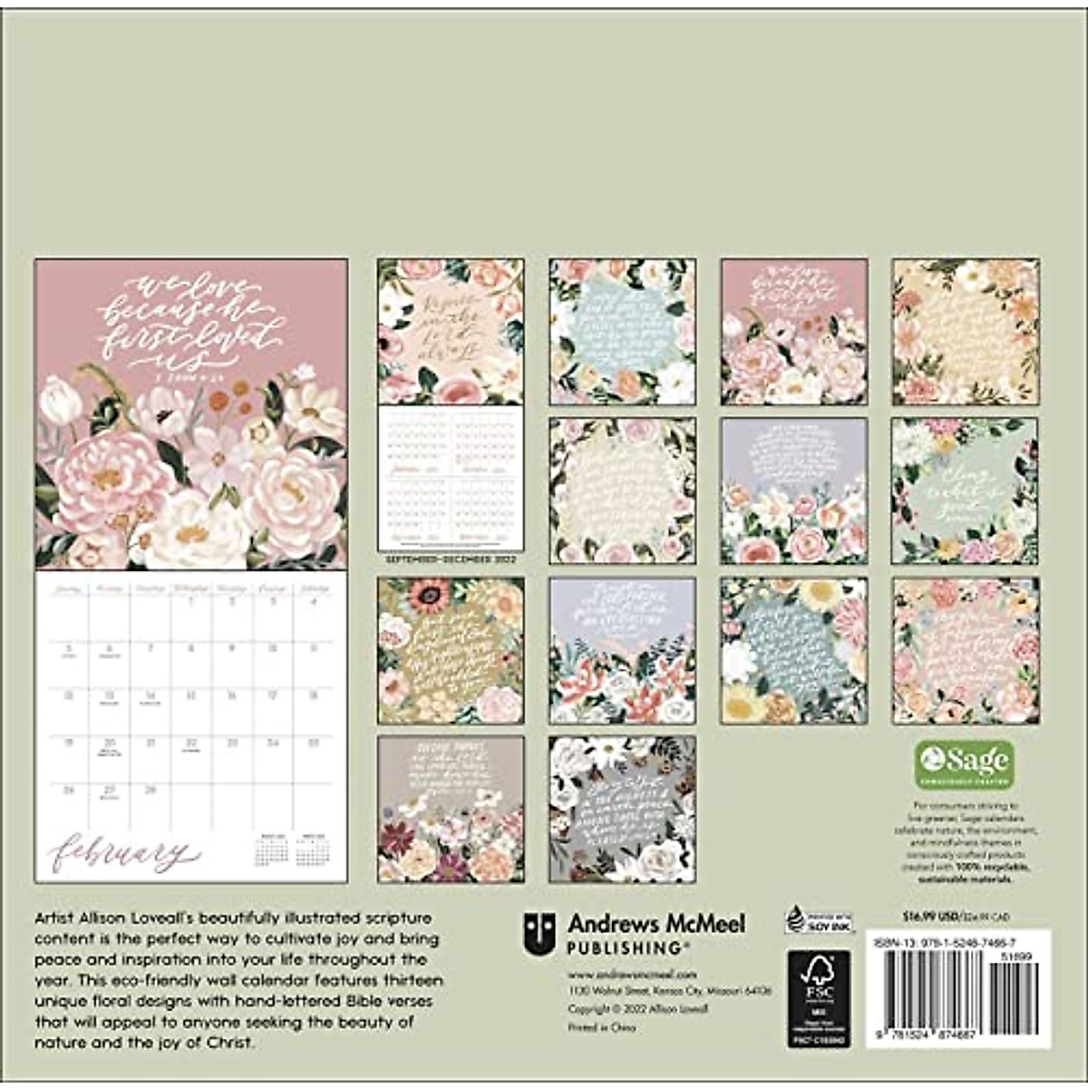 Scriptures and Florals 2023 Wall Calendar