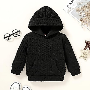 Little MISS Sassy Infant Baby Boy Girl Clothes Fall Cartoon Hoodie Sweater Tops and Sweatpants Winter Outfits Baby Sweatsuit (Black, 12-18 Months)