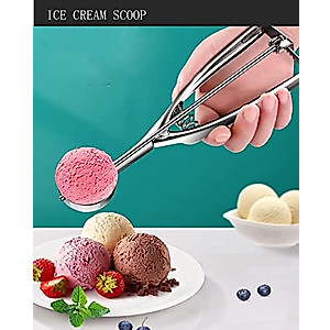 X-WLANG 3PCS Cookie Scoop Set,Upgraded Stainless Steel Ice Cream Scoop with Trigger Release, Large/Medium/Small Cookie Scooper for Baking, Cookie, Fruit and Ice Cream,Silver