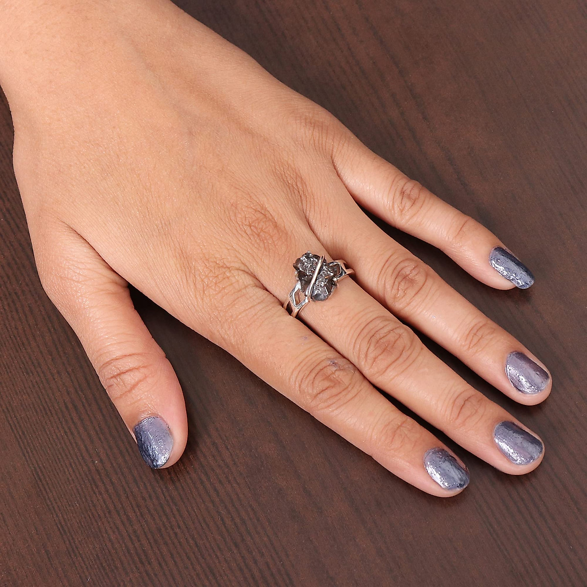 Earth Gems Jewelry Meteorite Sterling Silver Ring, 925 Silver Handmade Ring, Meteorite Raw Stone Ring, Meteorite Rough Stone Ring, Size 10