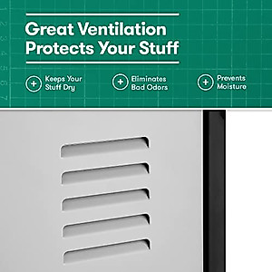 Fedmax Locker Storage Cabinet - 6 Metal Wall Lockers for School, Gym, Home, Office Employee Lock Box, 71 Inches High - Black/Grey